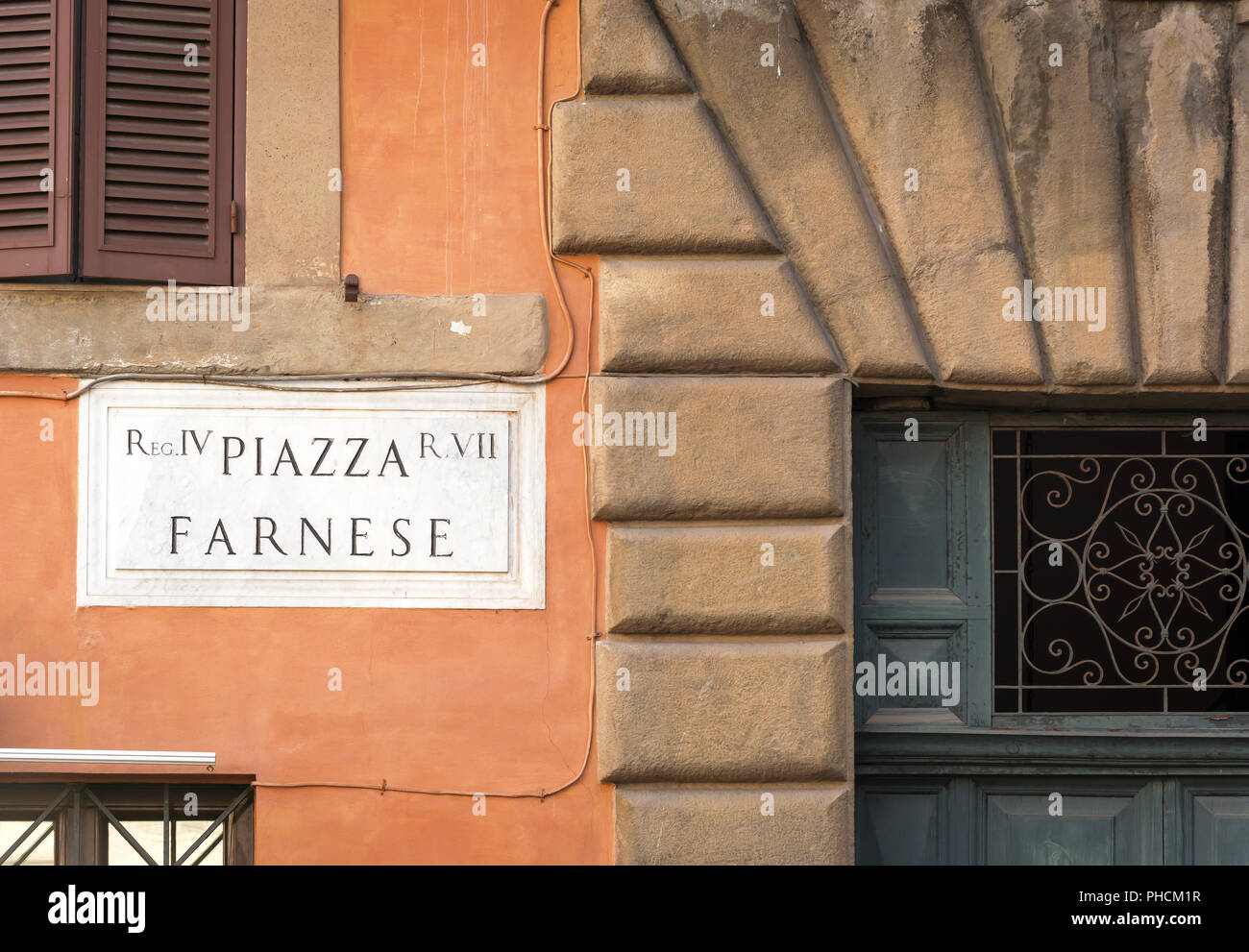 Piazza Farnese - Farnese Square Marble Sign Stock Photo - Alamy