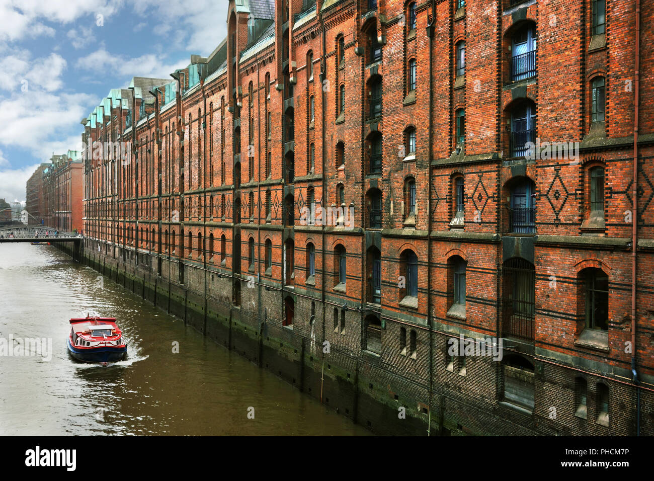 Red boat in Hamburg Stock Photo - Alamy