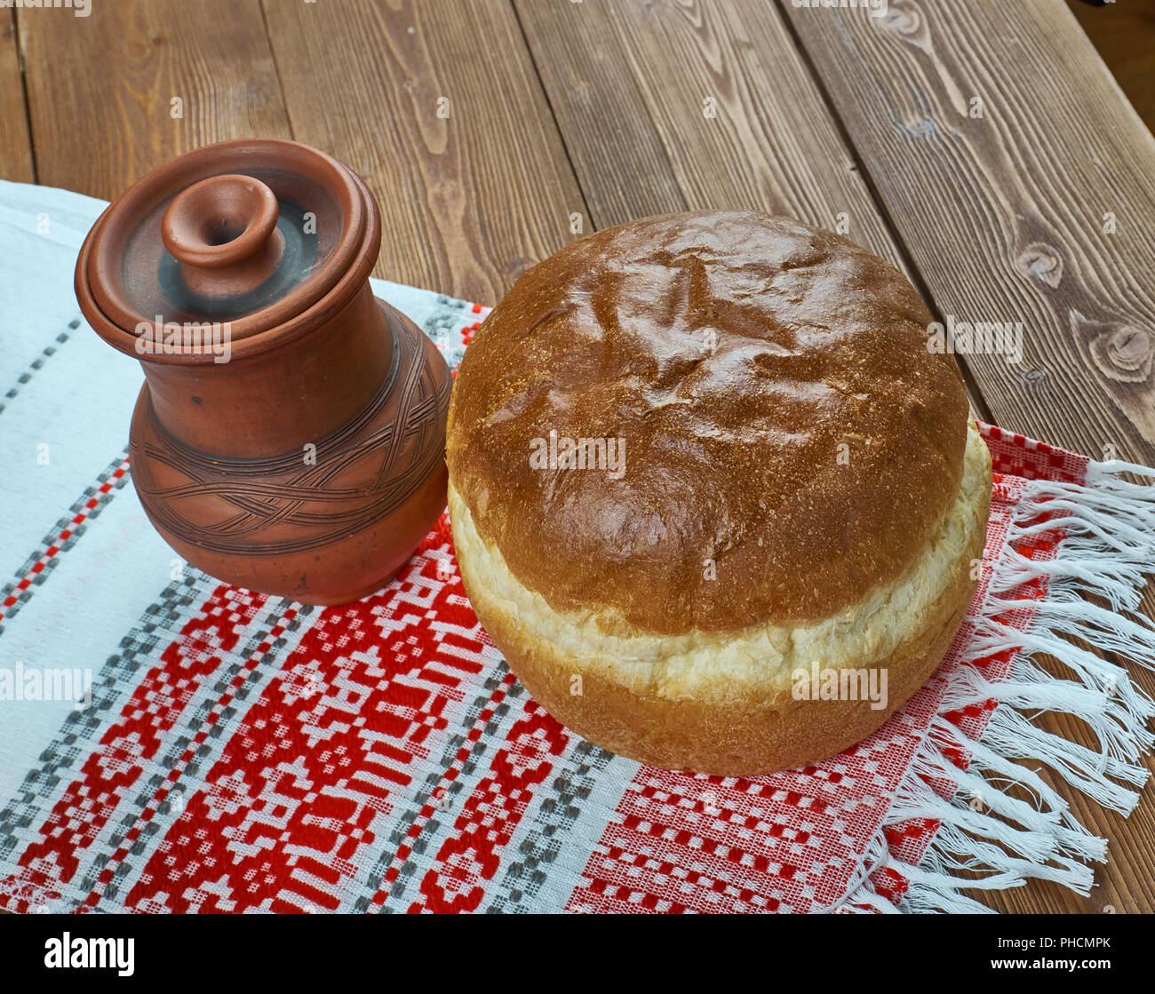 Russian round bread - karavai Stock Photo - Alamy