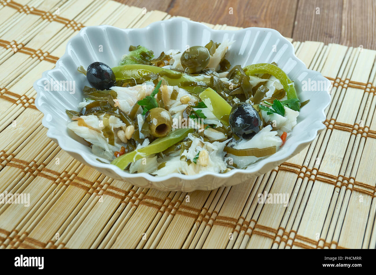 Mediterranean salad with smoked cod Stock Photo - Alamy