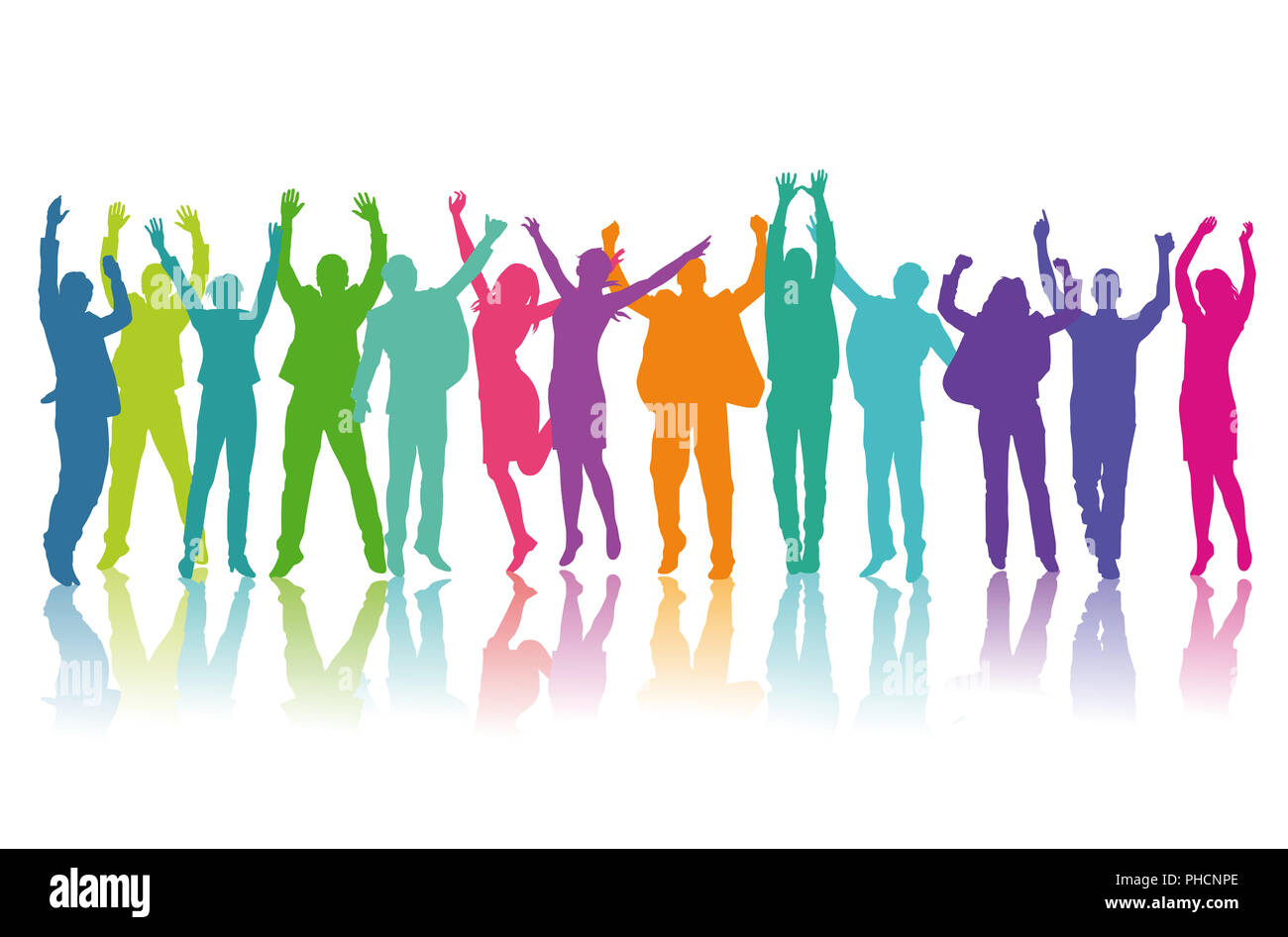 Pleasure and rejoice in the group Stock Photo - Alamy