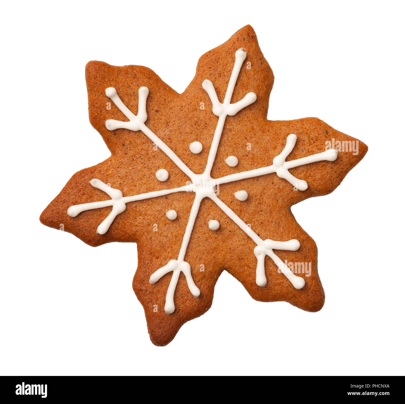 Christmas Gingerbread Snowflake Cookie Isolated on White Background ...