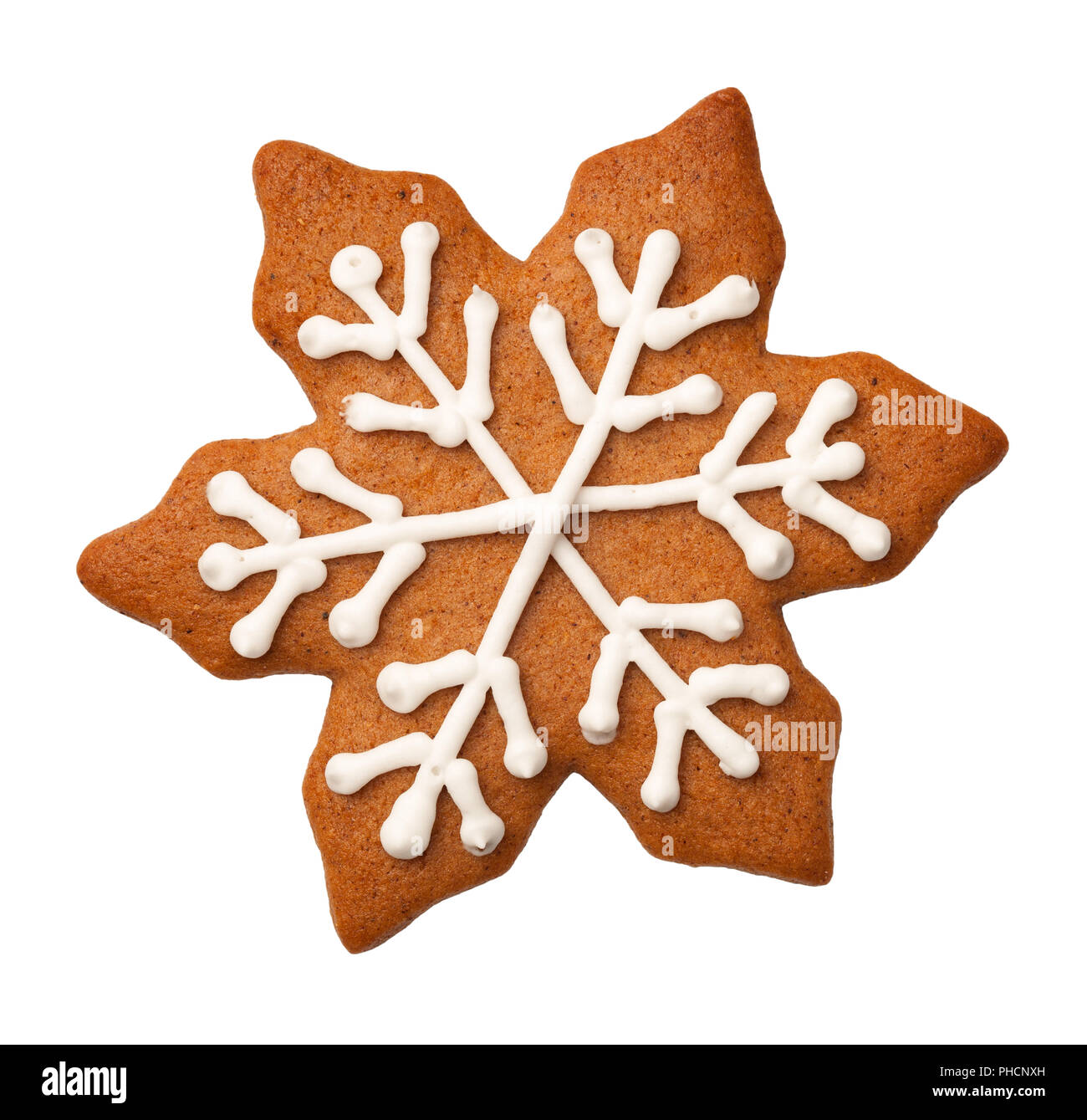 Gingerbread Snowflake Cookie Isolated on White Background Stock Photo ...