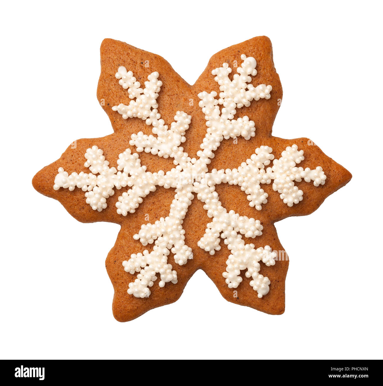 Gingerbread Snowflake Cookie Isolated on White Background Stock Photo ...