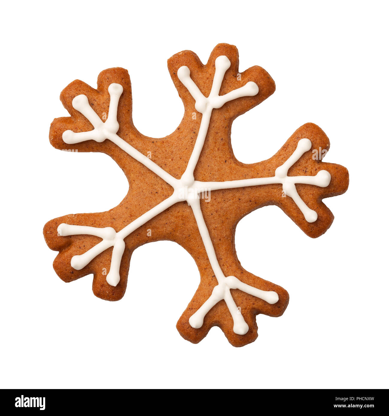 Gingerbread Snowflake Isolated on White Background Stock Photo - Alamy