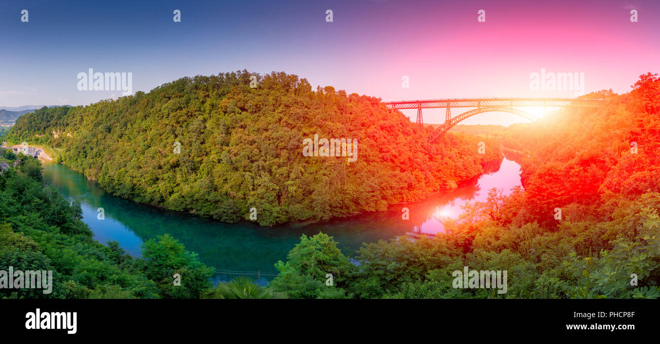 iron bridge on the river adda Stock Photo - Alamy