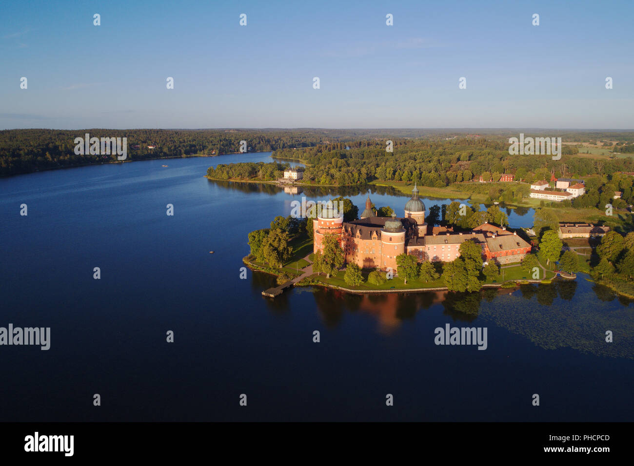 Aerial view of the Swedish 16 th century Gripsholm castle located in ...