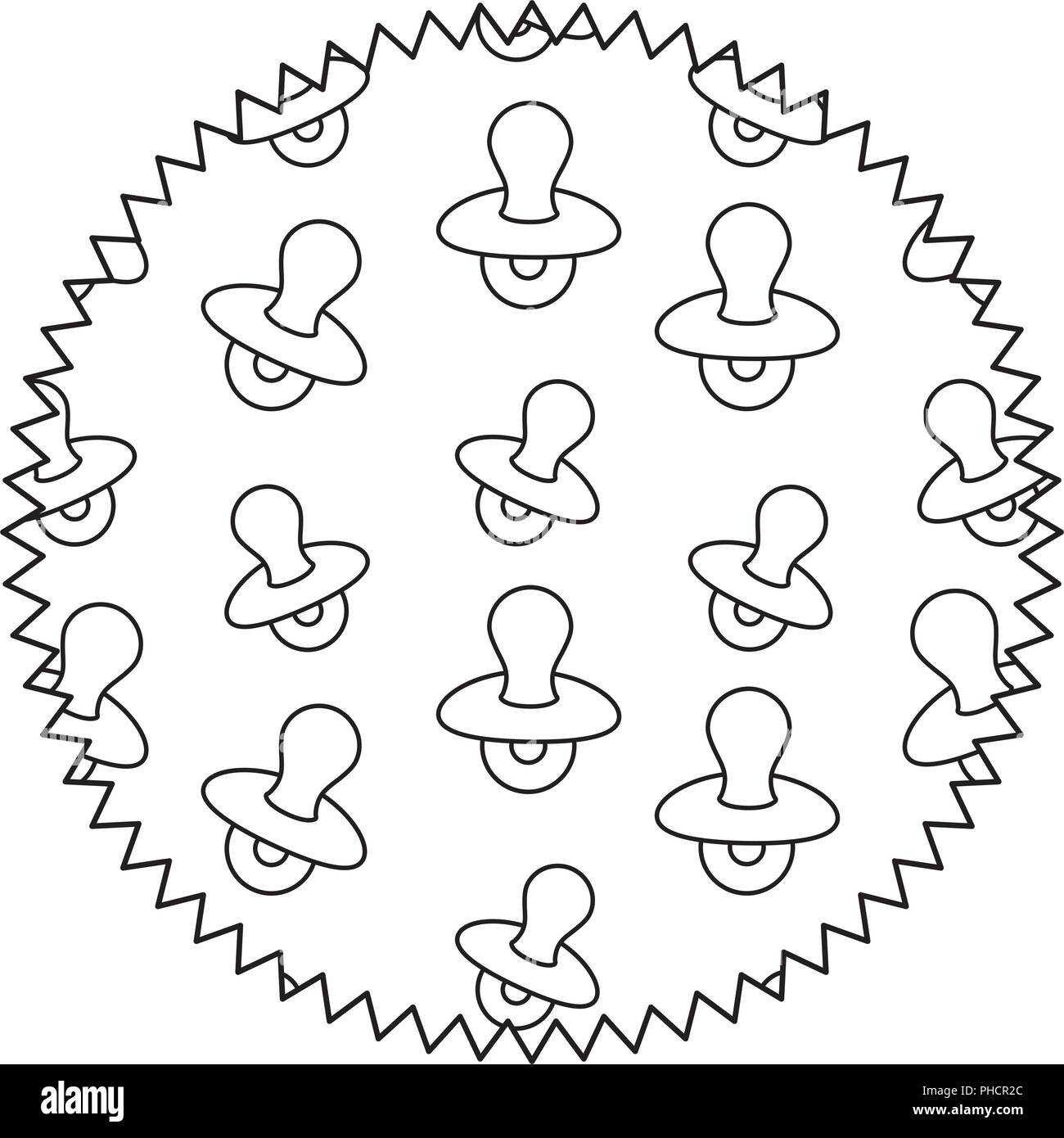 seal stamp with baby pacifier pattern over white background, vector ...