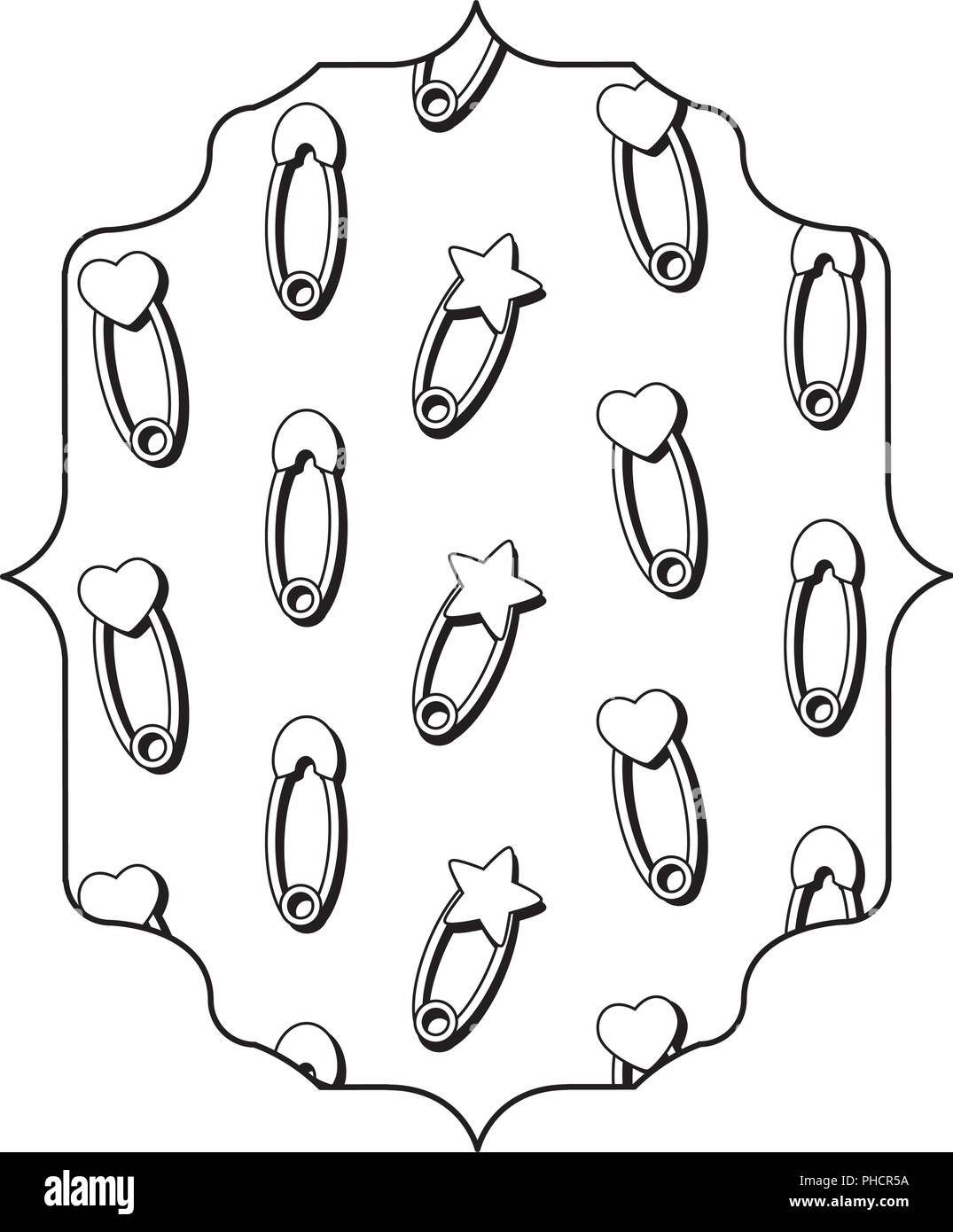 arabic frame with baby pins pattern over white background, vector ...