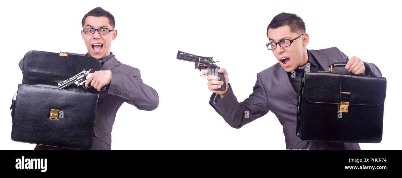 Funny businessman gun on white hi-res stock photography and images - Alamy