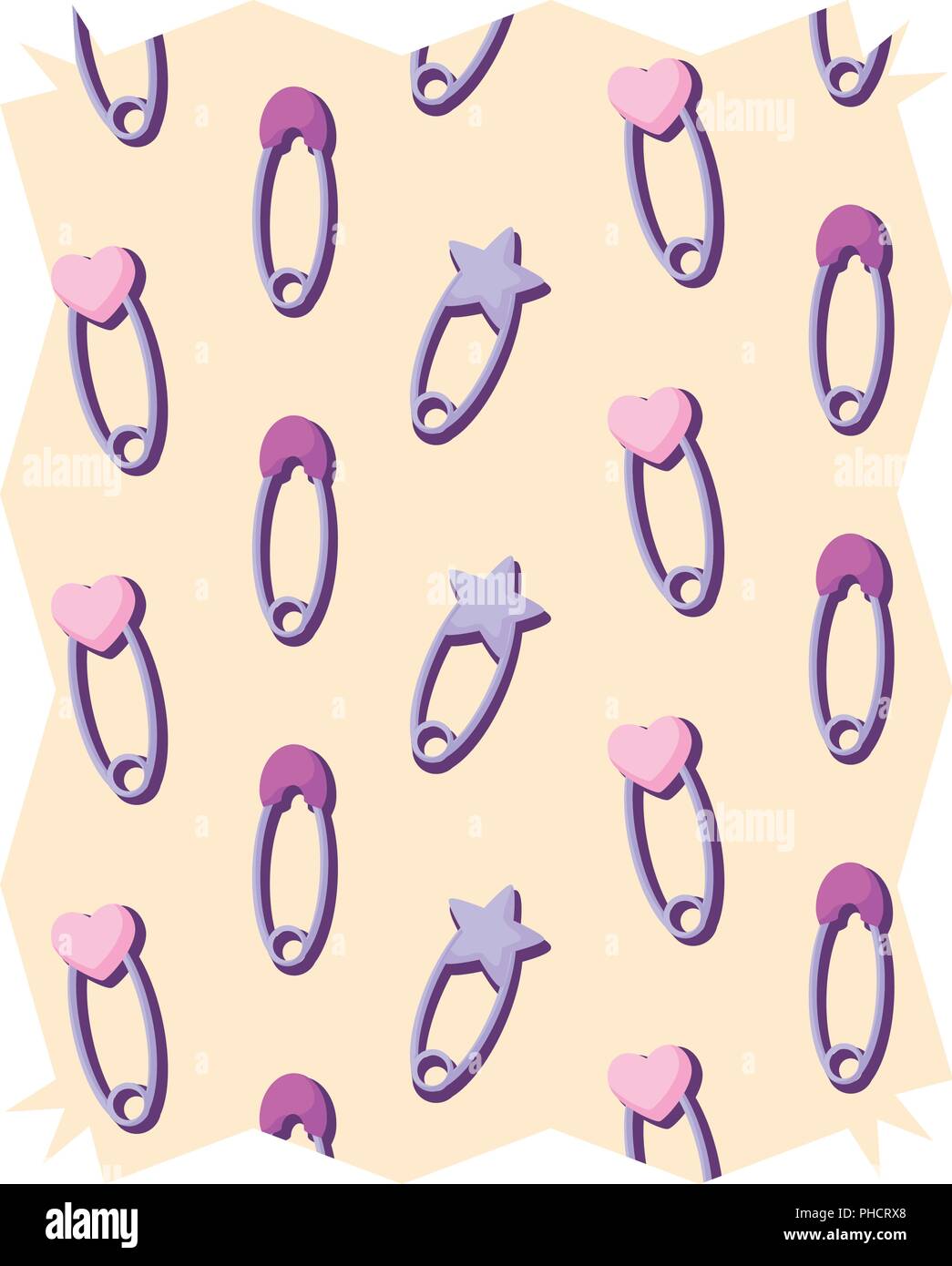 abstract frame with baby pins pattern over white background, vector ...