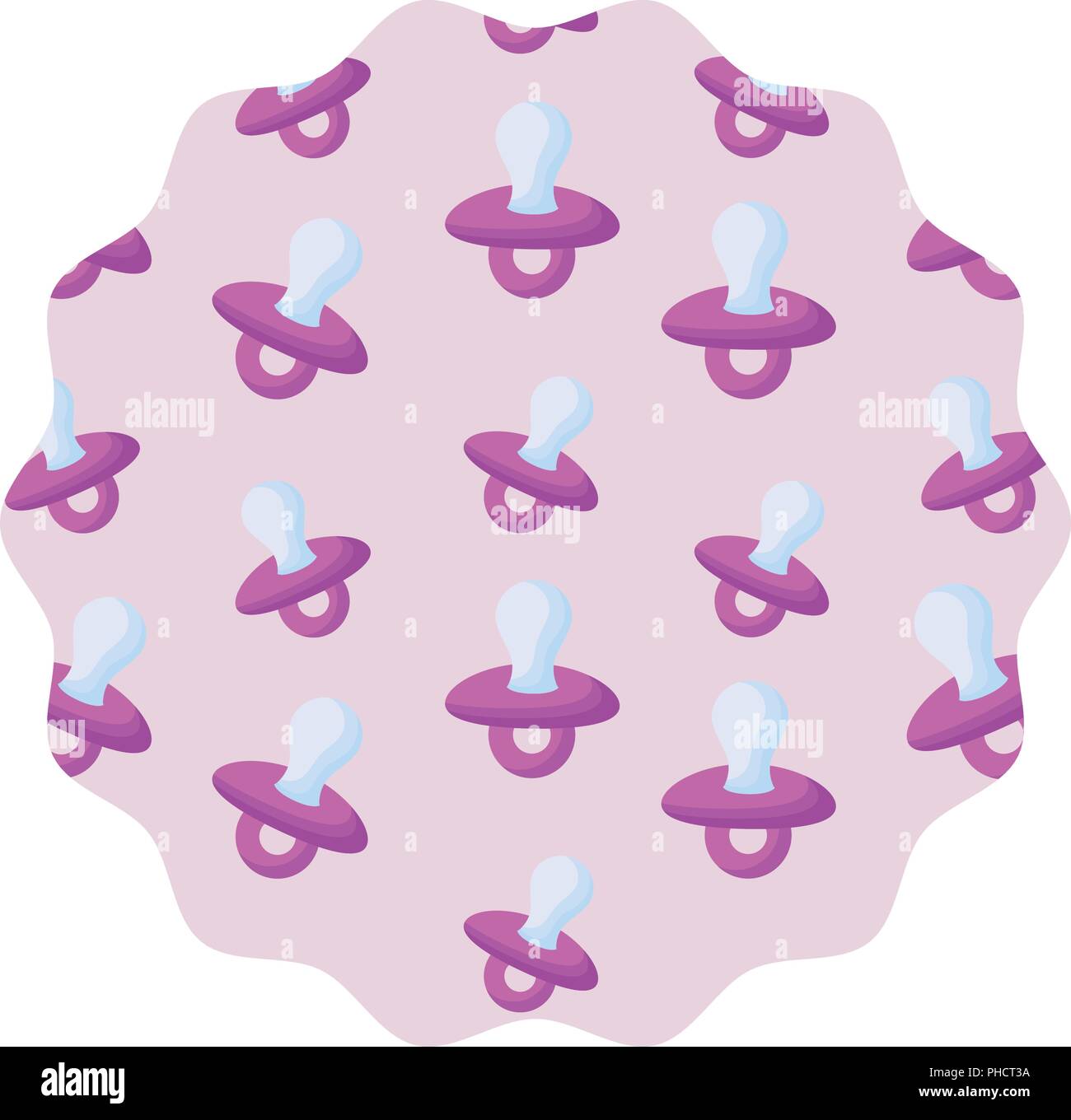 circular frame with baby pacifier pattern over white background, vector ...