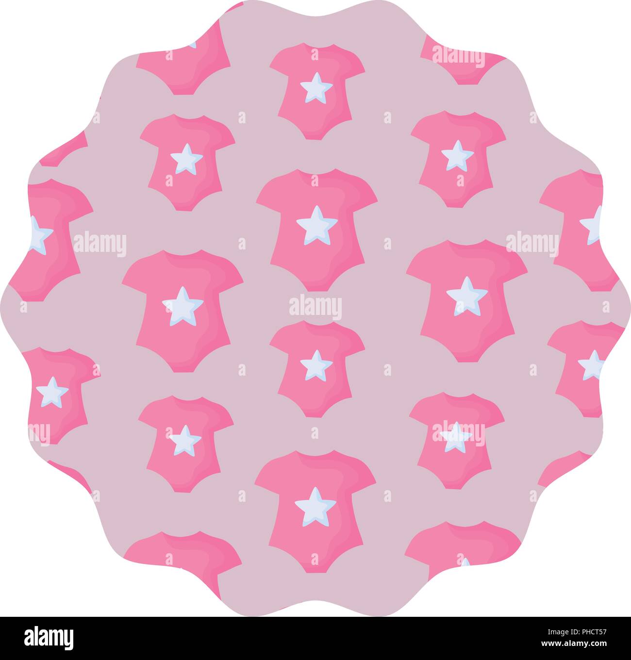 decorative frame with baby clothes pattern over white background ...
