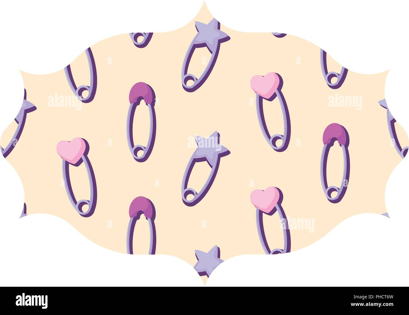arabic frame with baby pins pattern over white background, vector ...