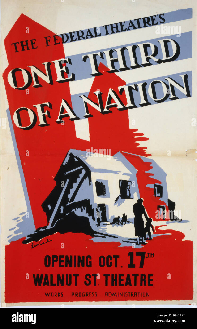 Poster for Federal Theatre Project presentation of "One Third of a ...