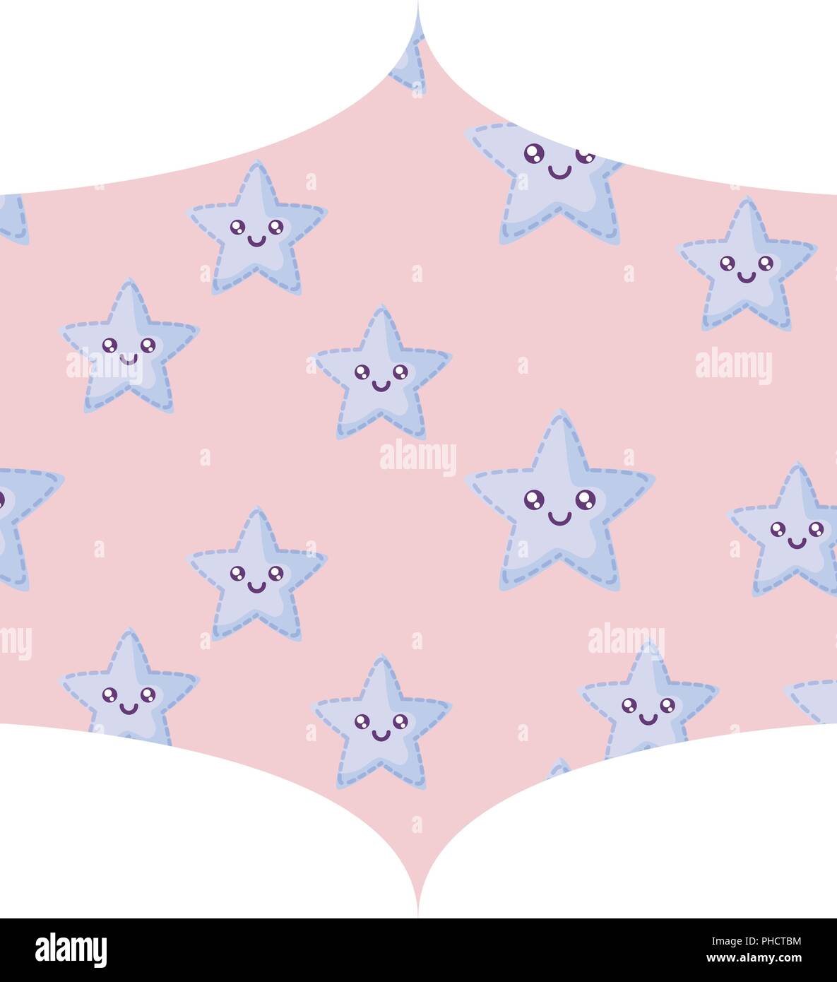 decorative frame with kawaii stars pattern over white background ...