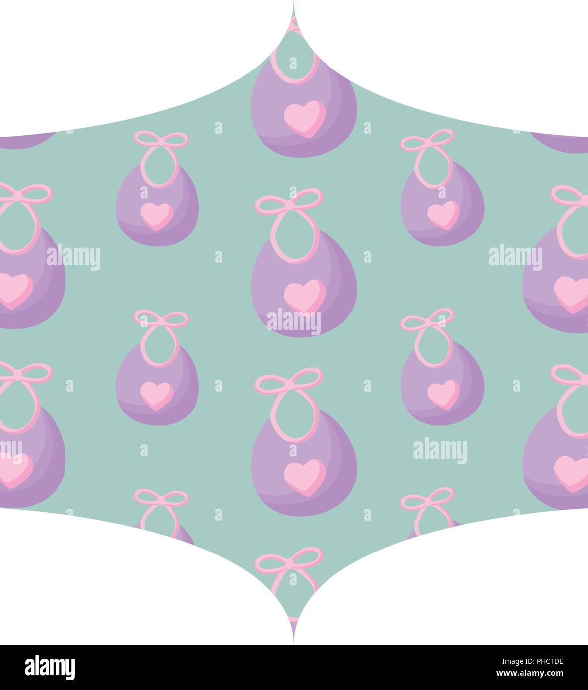decorative frame with baby bib pattern over white background, vector ...