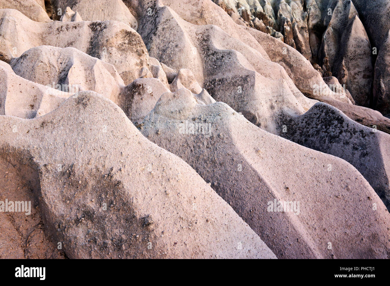 Pink rock formations in the Rose Valley, Cappadocia, Turkey Stock Photo ...