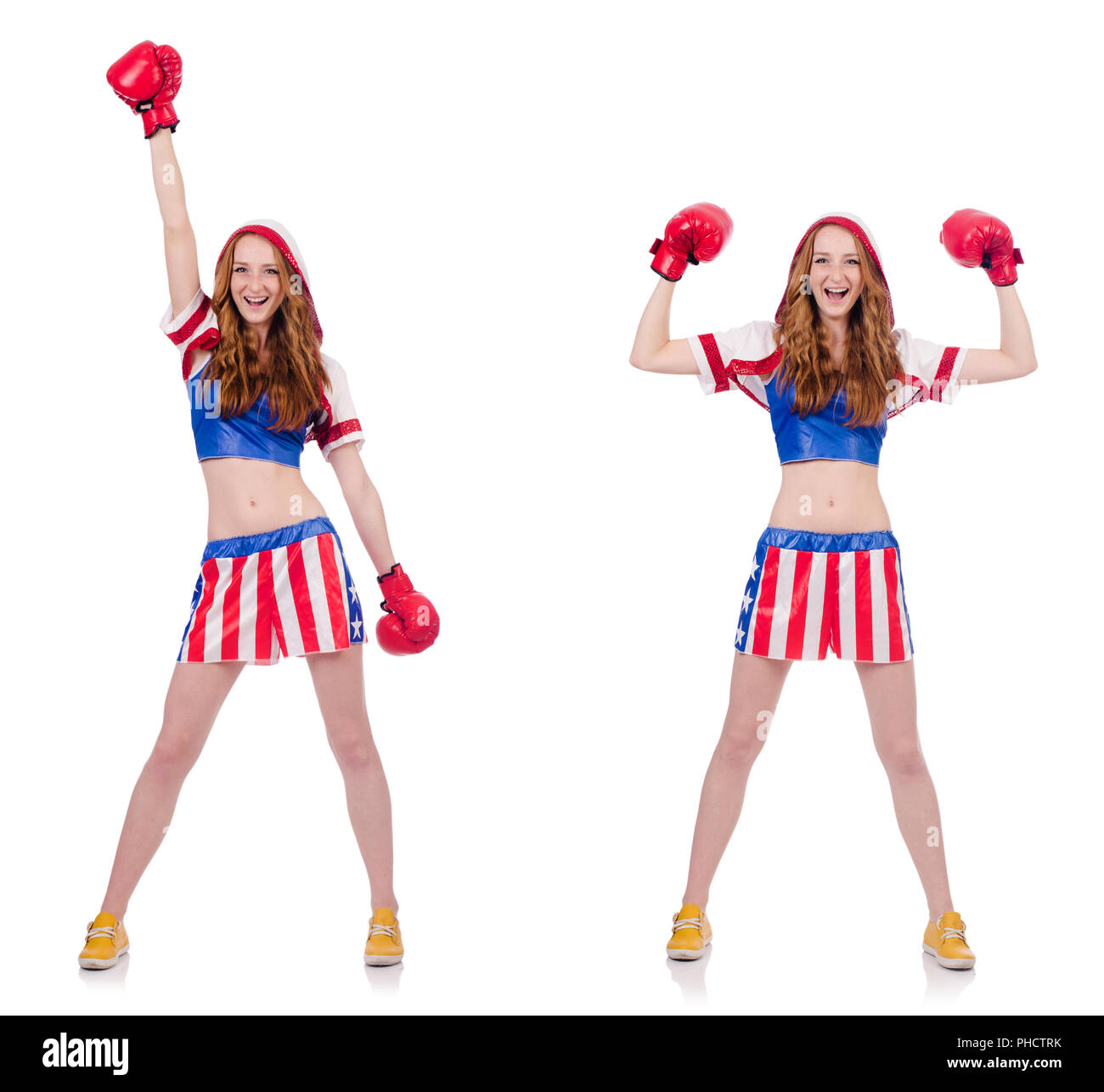 Woman boxer in uniform with US symbols Stock Photo - Alamy