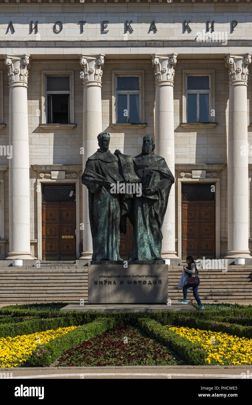 SOFIA, BULGARIA - APRIL 1, 2017: Spring view of National Library St ...