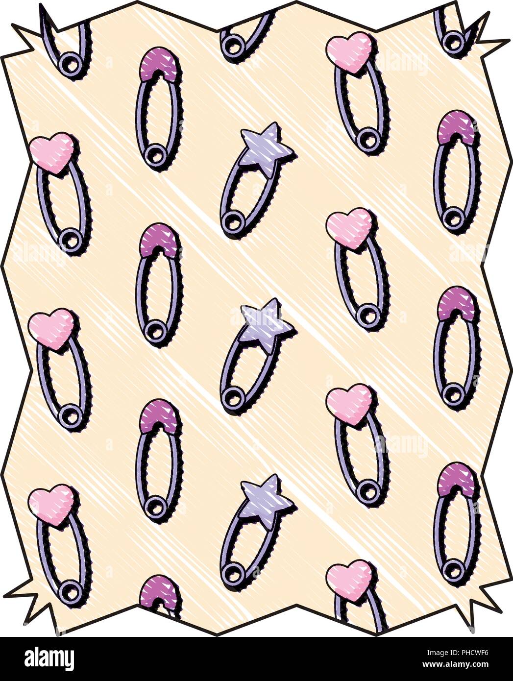 abstract frame with baby pins pattern over white background, vector ...