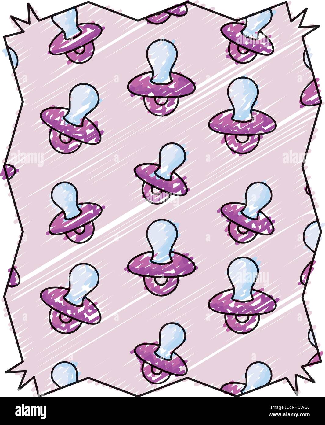 abstract frame with baby pacifier pattern over white background, vector ...