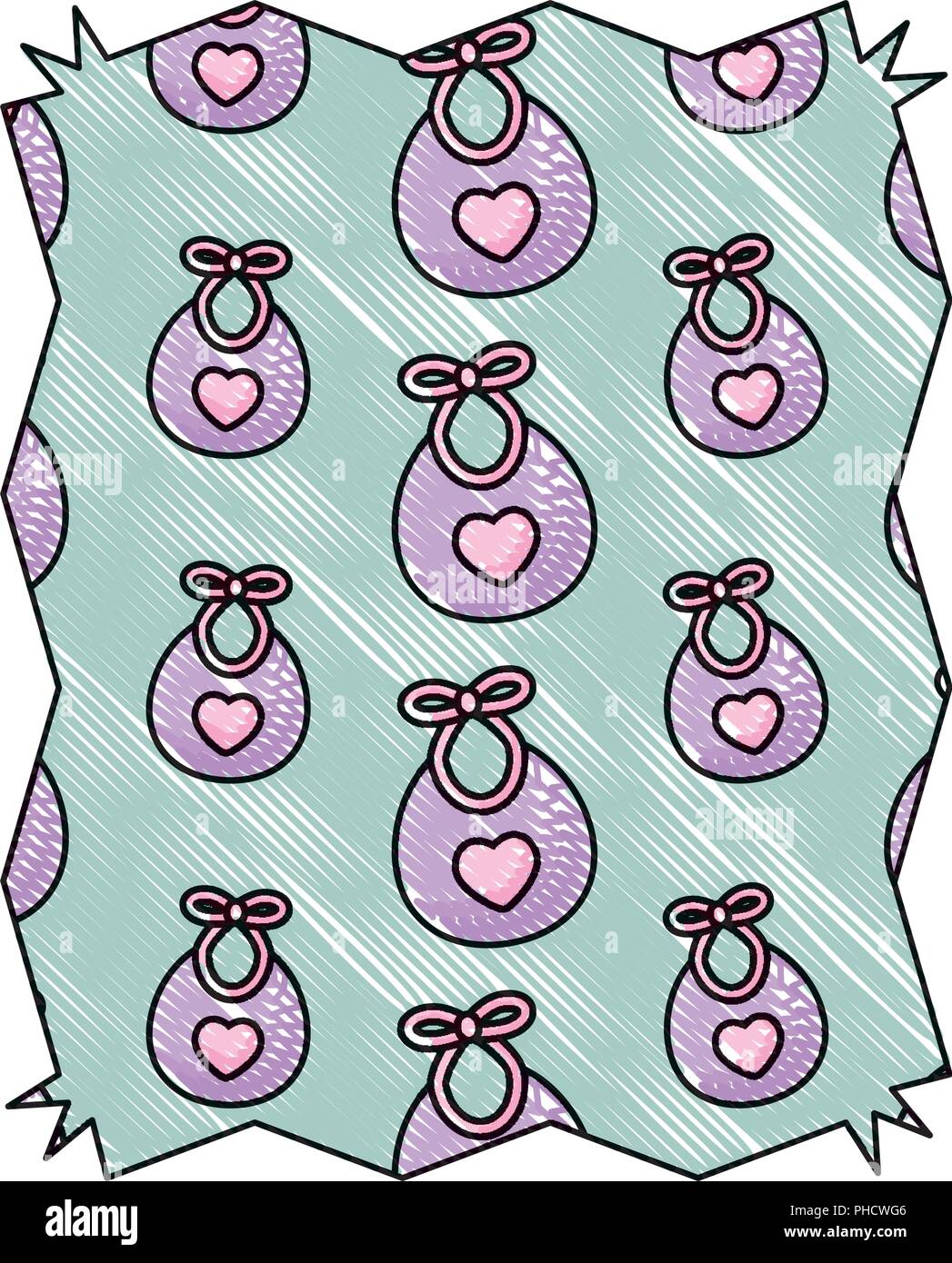 abstract frame with baby bib pattern over white background, vector ...