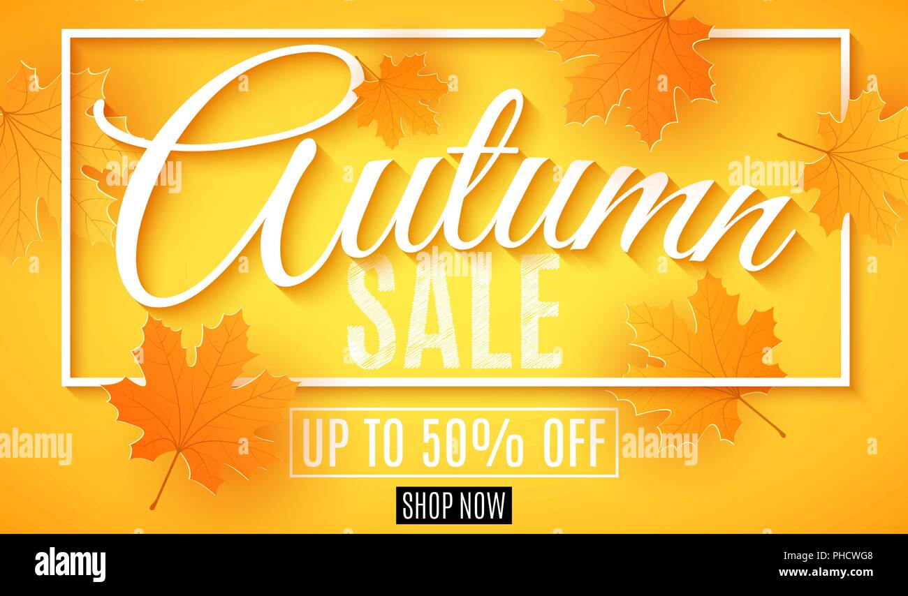 Autumn sale banner. Advertising seasonal flyer. Greeting card ...