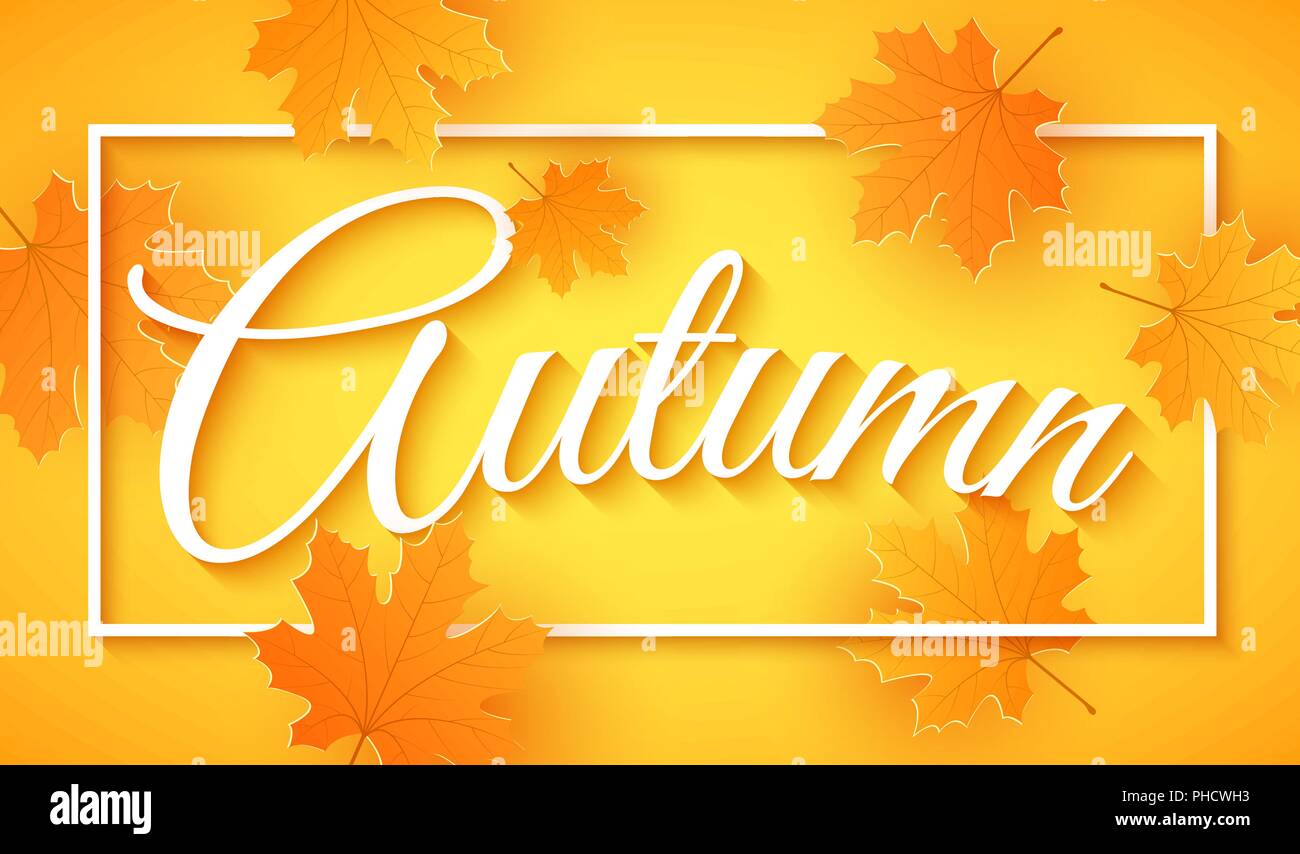 Autumn seasonal banner. Greeting card. Calligraphy and lettering ...