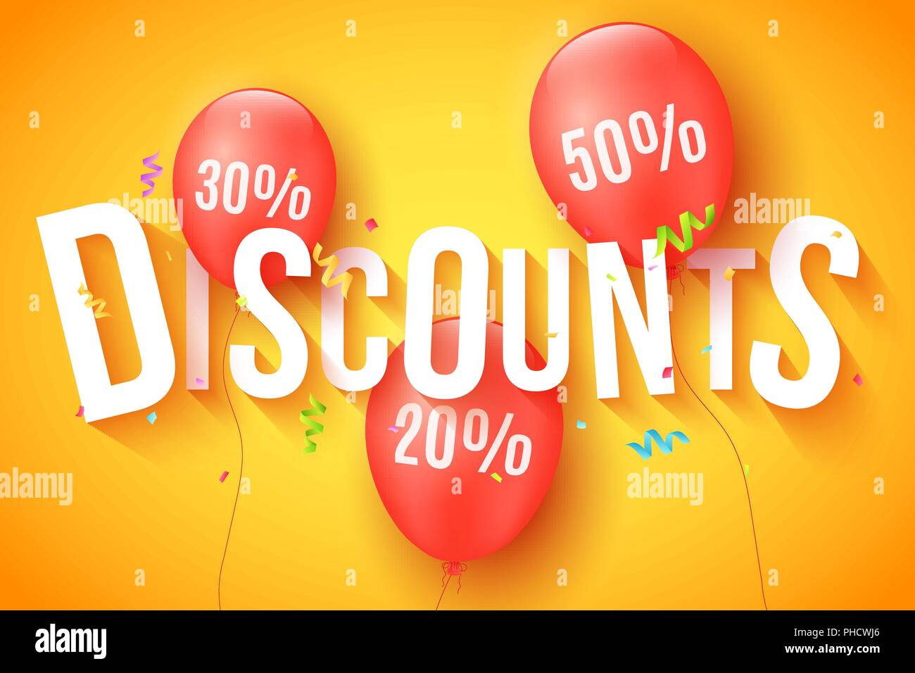 Cover for sale. Paper letters on an orange background. Big discounts ...