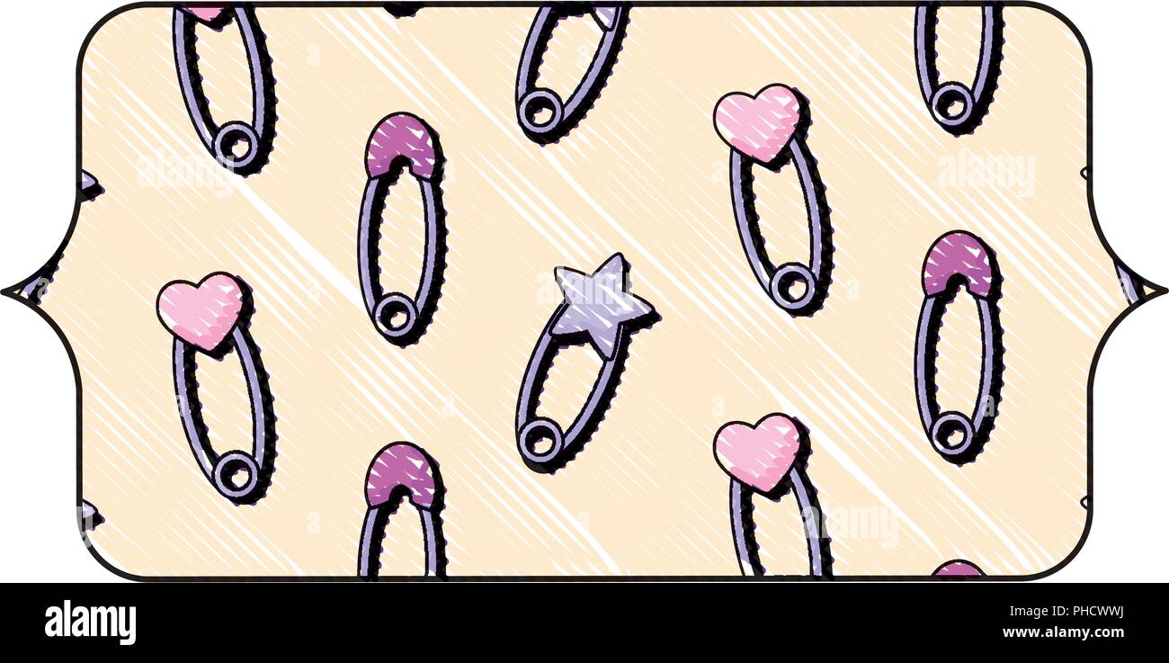 banner with baby pins pattern over white background, vector ...