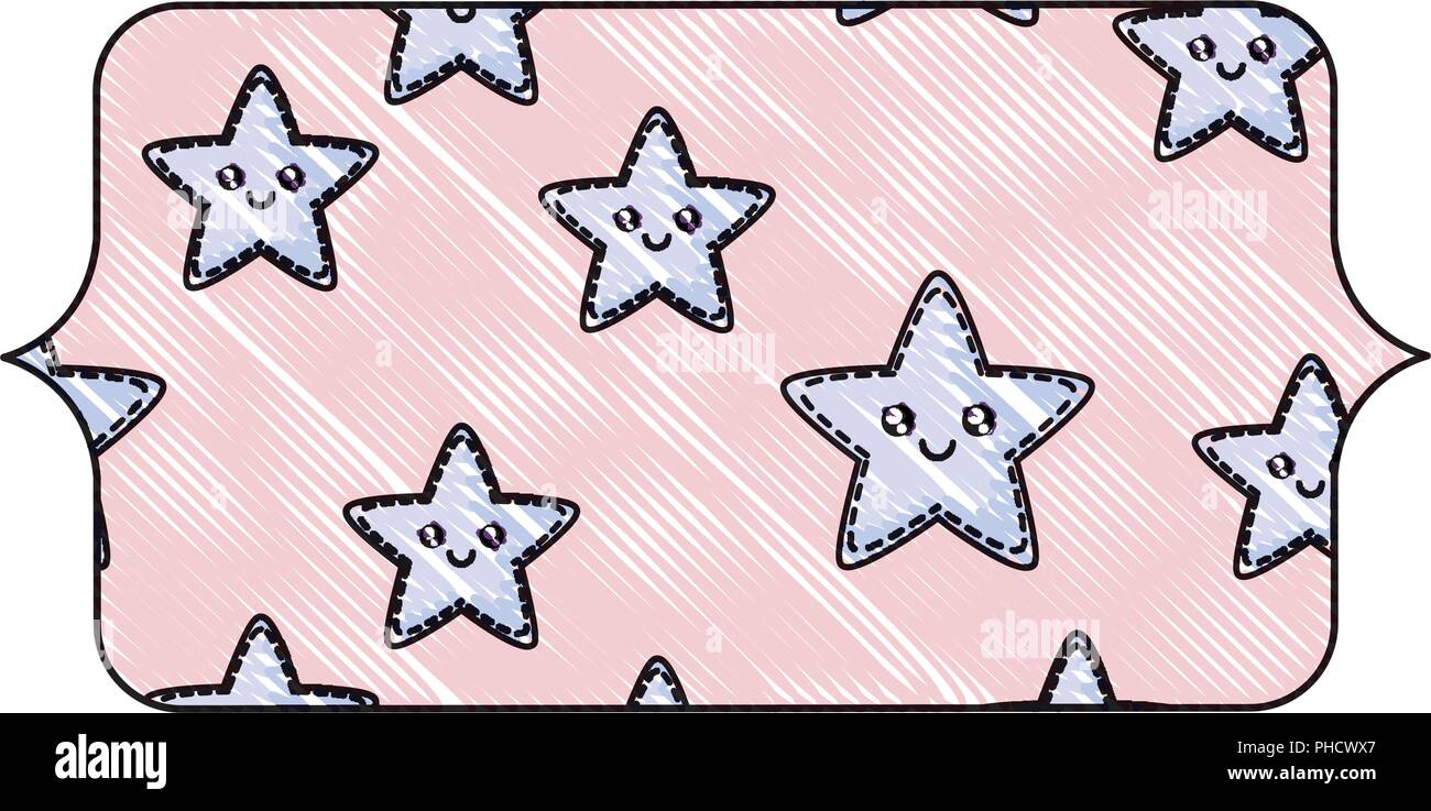 banner with kawaii stars pattern over white background, vector ...