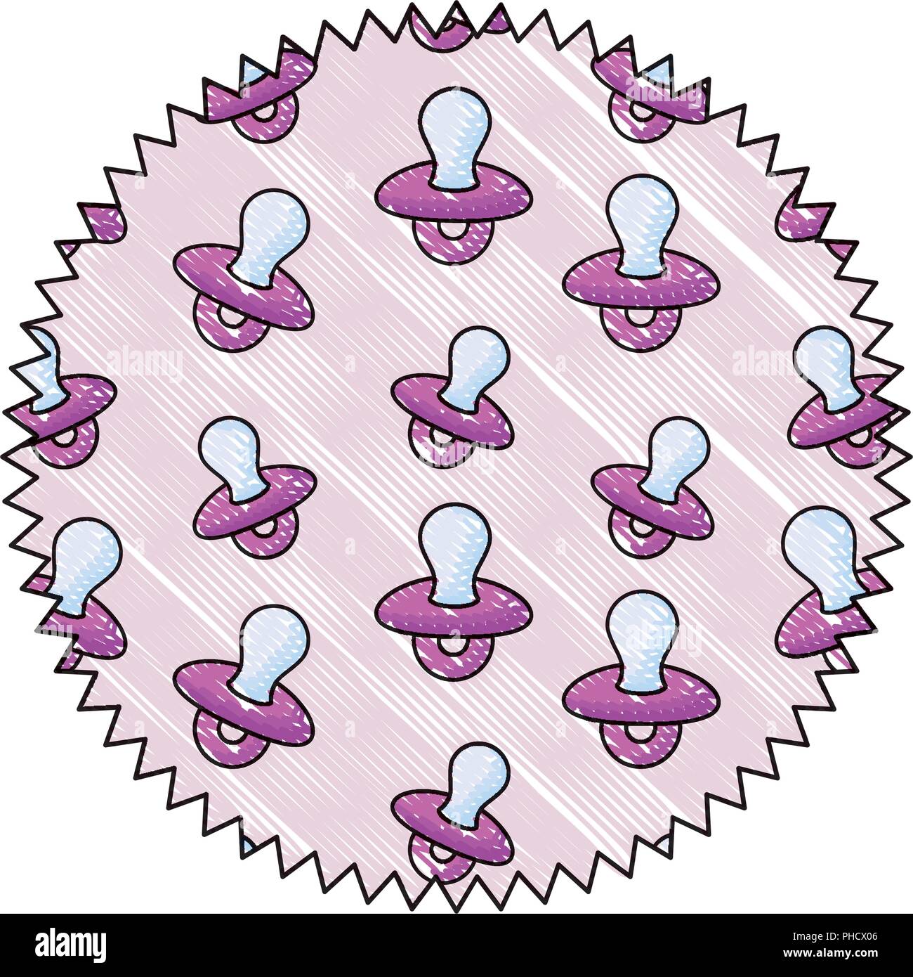 seal stamp with baby pacifier pattern over white background, vector ...