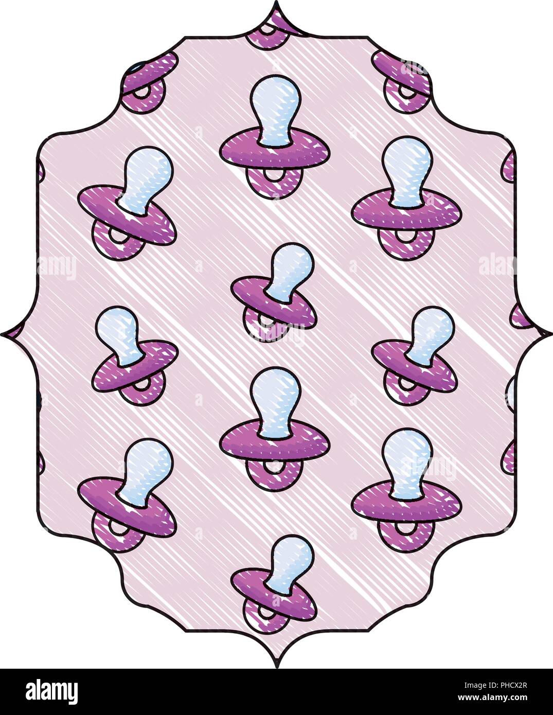 arabic frame with baby pacifier pattern over white background, vector ...