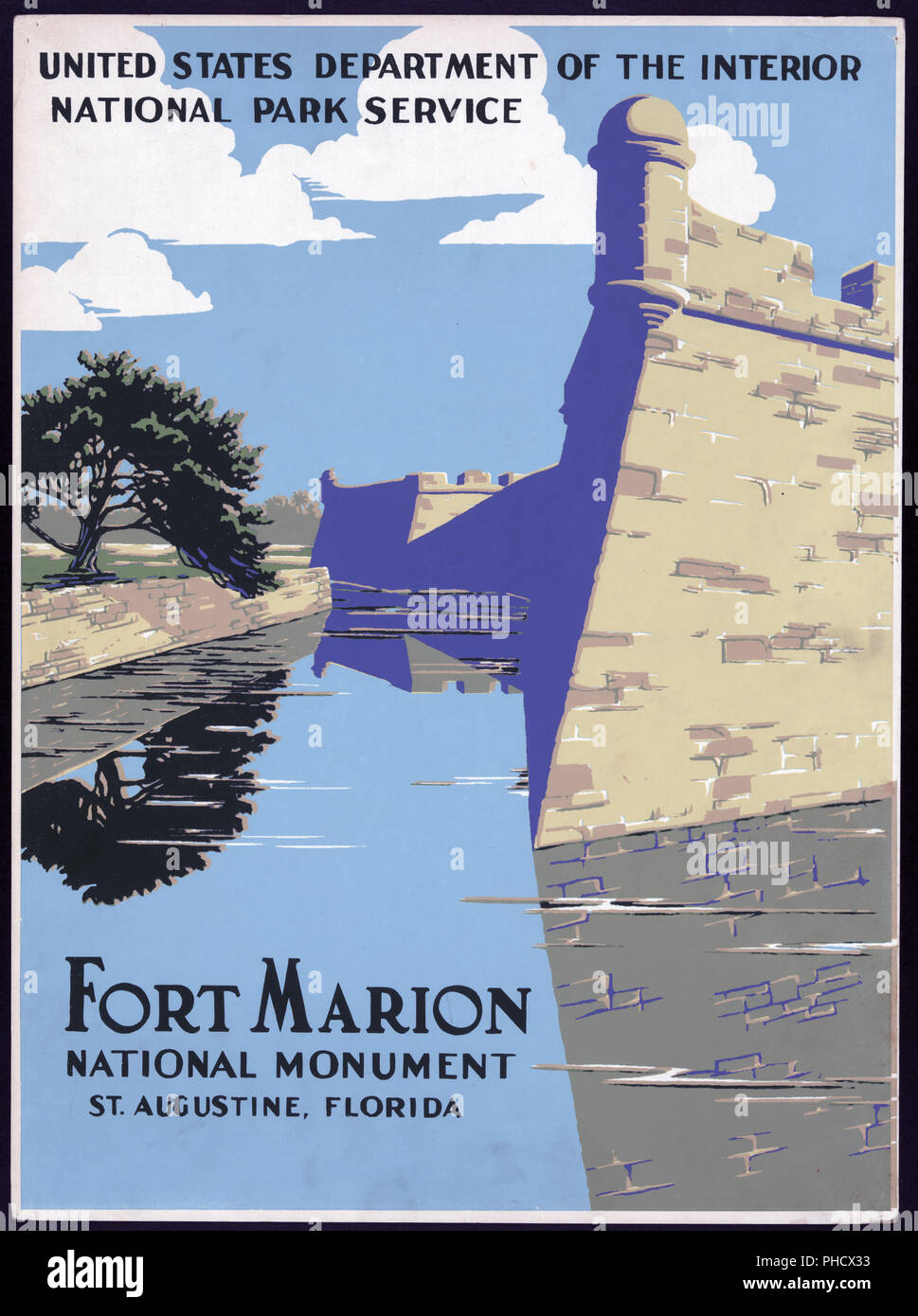 Poster shows view of Fort Marion (Castillo de San Marcos Stock Photo ...
