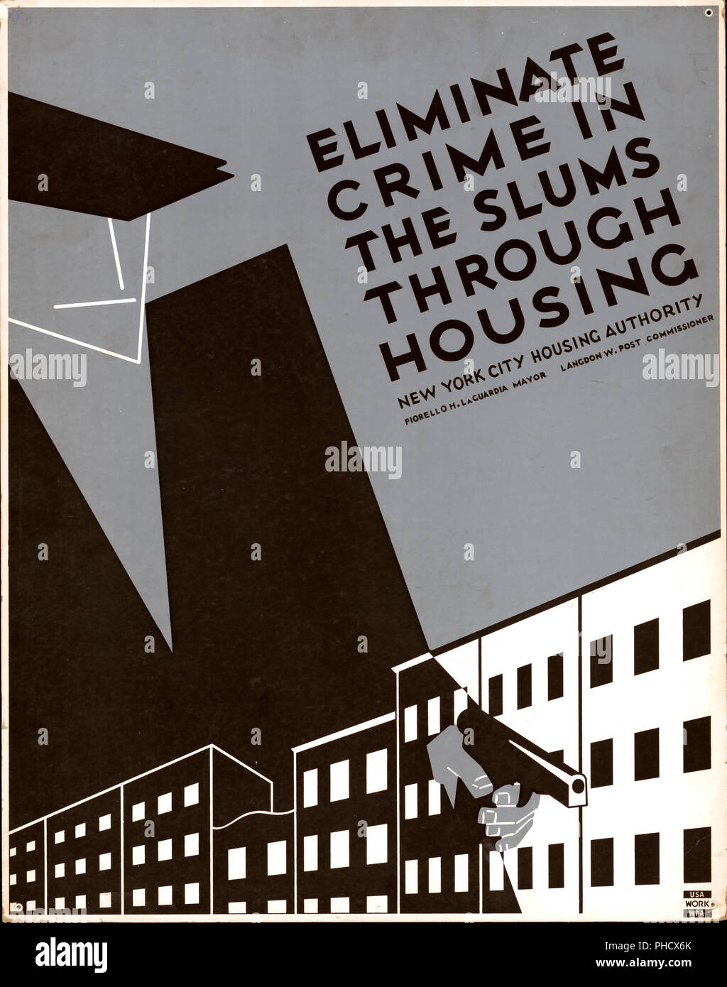 Poster promoting planned housing as a method to deter crime in the ...