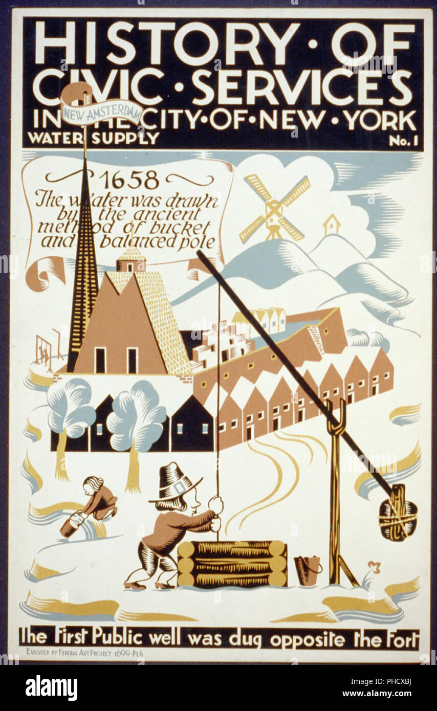 Poster for Federal Art Project series on the history of civic services ...