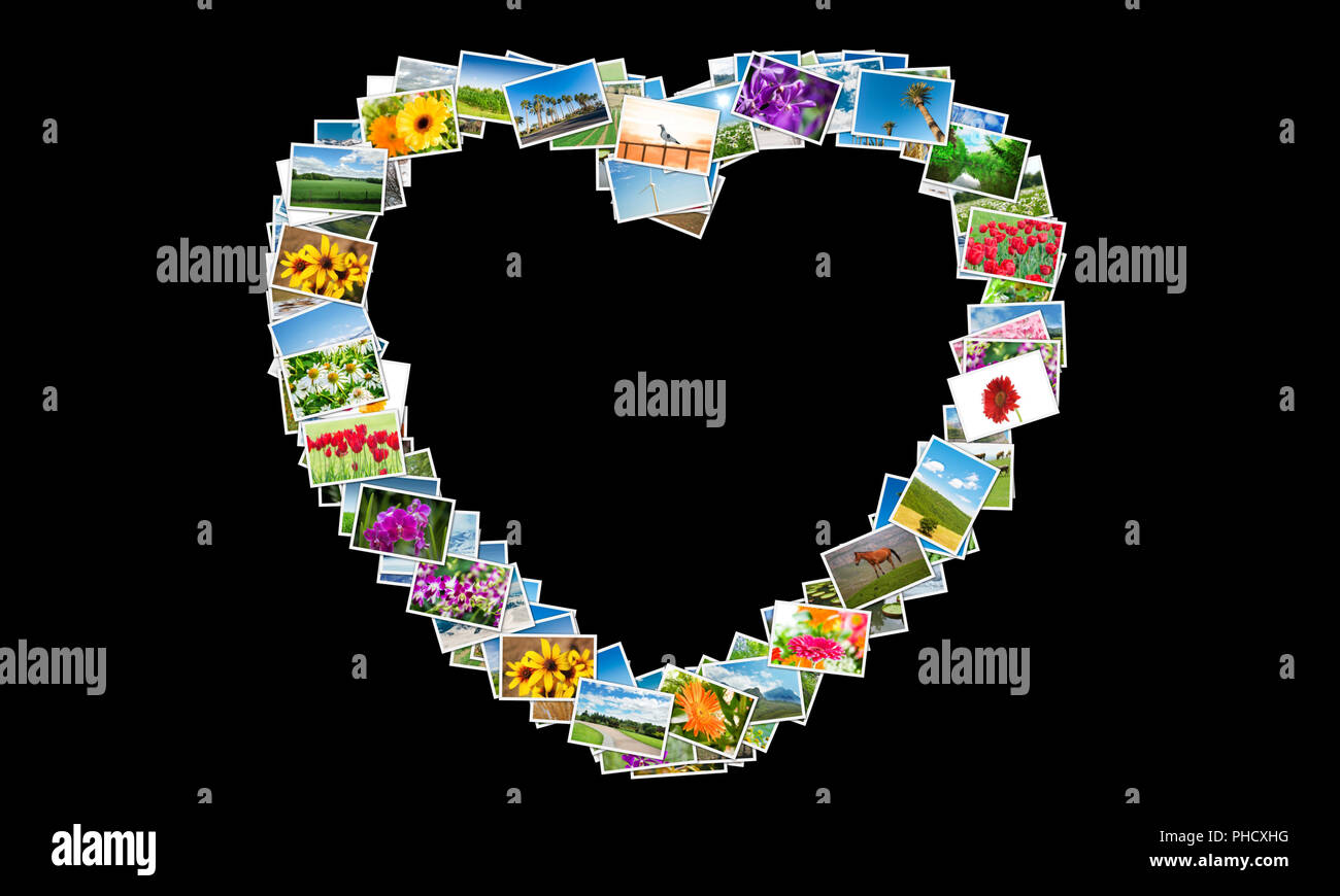 Heart shape made of nature photos Stock Photo - Alamy