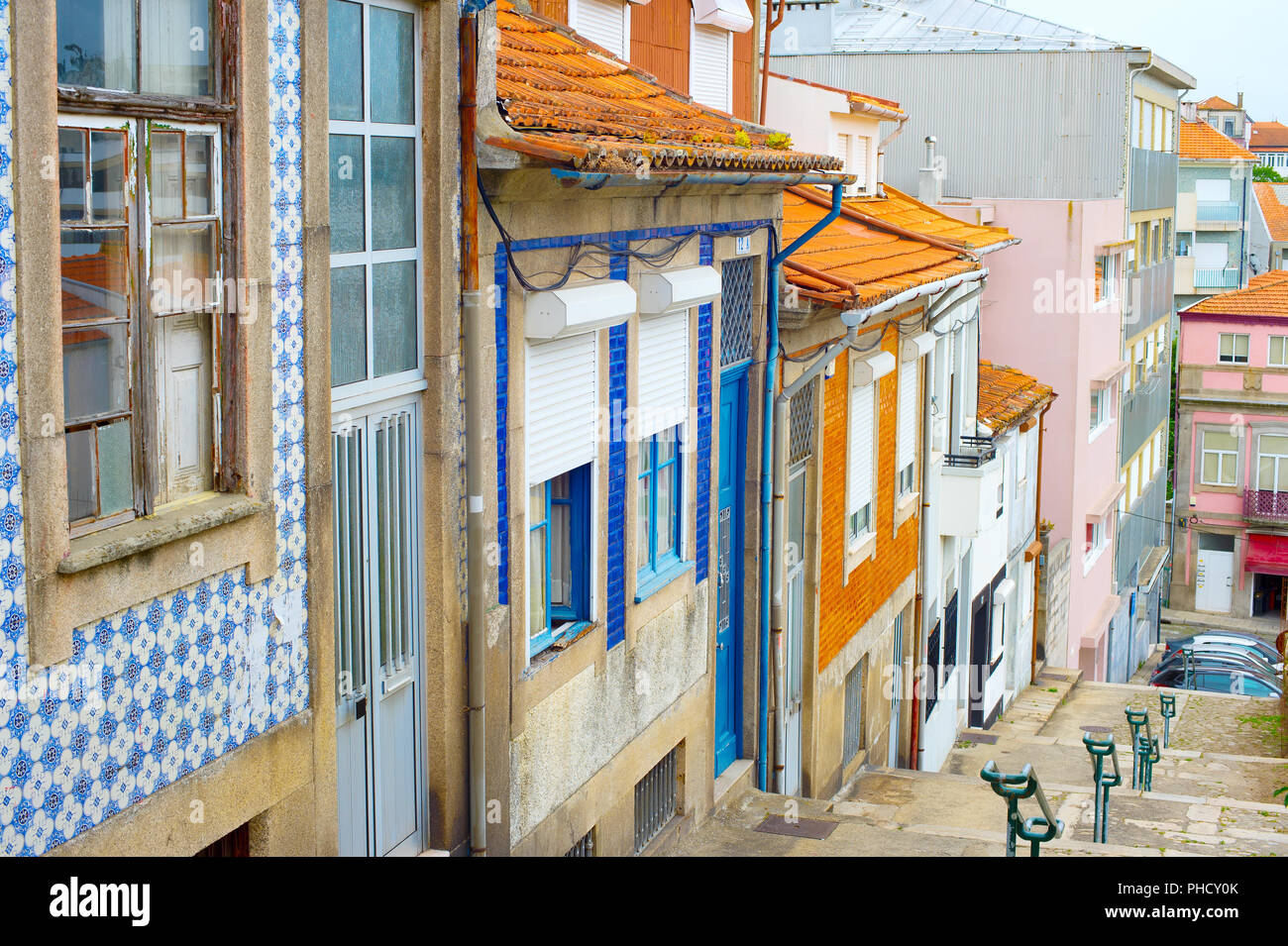Porto traditional tiled street, Portugal Stock Photo - Alamy
