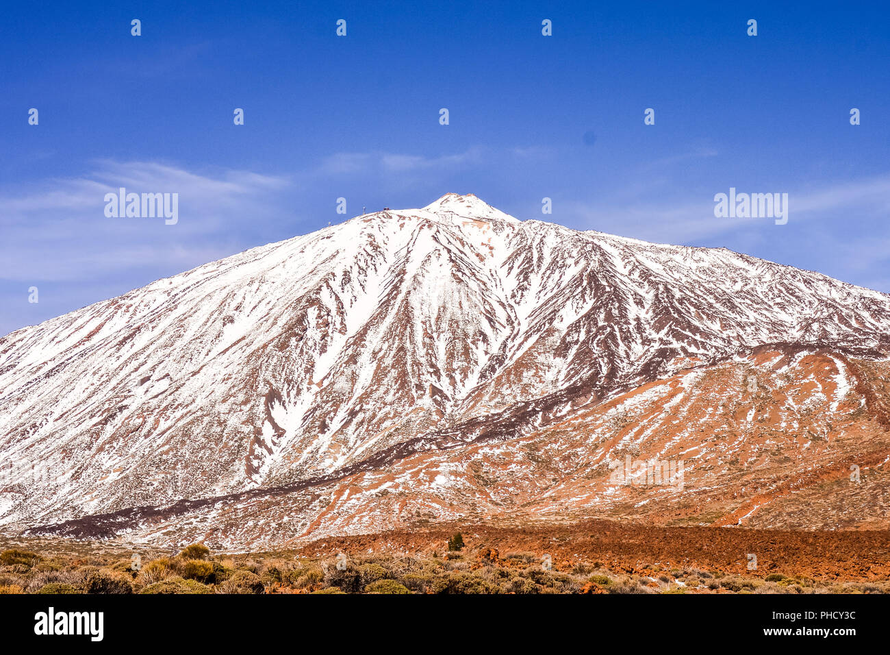 Snow covered mount teide Stock Photo - Alamy