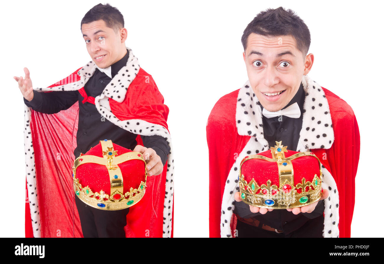 Businessman with crown isolated on white Stock Photo - Alamy