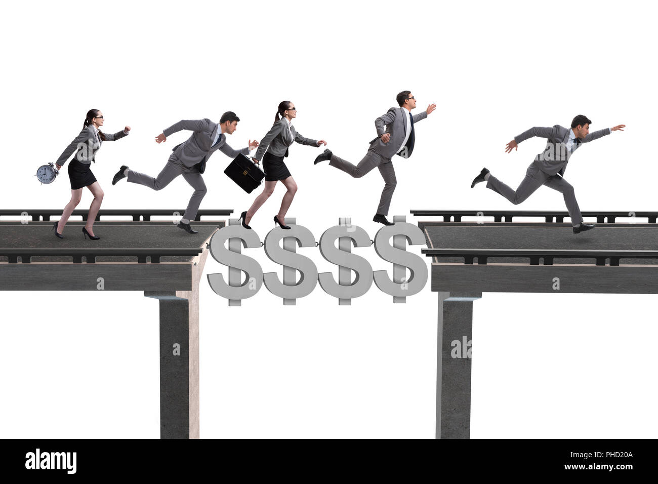 Financial concept crossing dollar bridge Stock Photo - Alamy