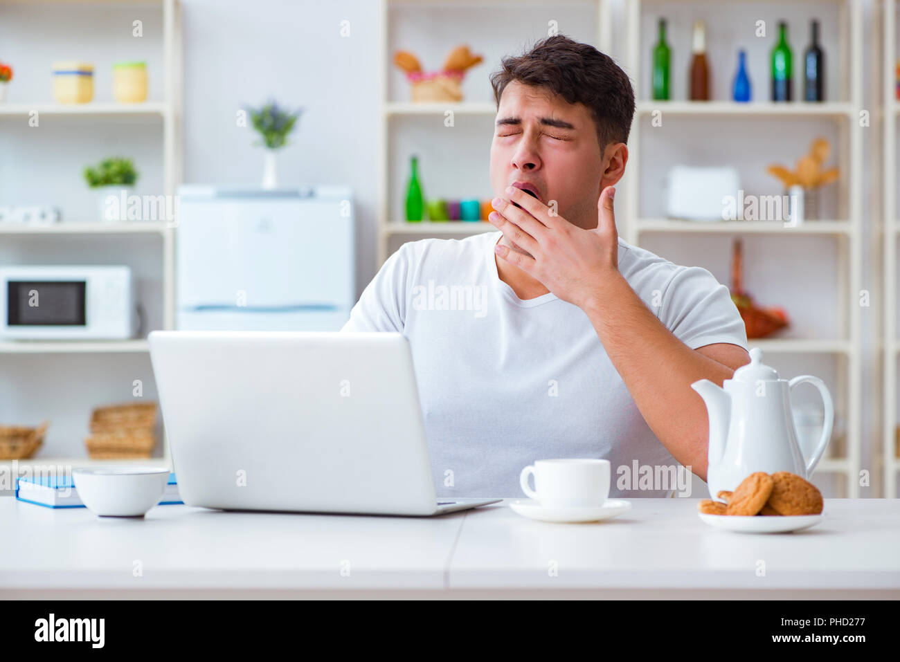 Falling asleep coffee computer hi-res stock photography and images - Alamy