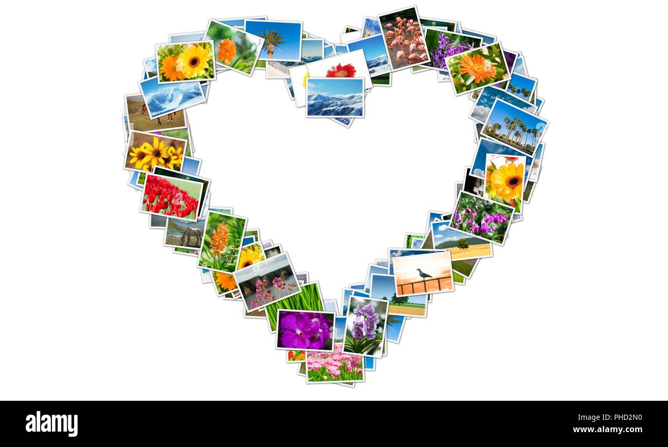 Heart shape made of nature photos Stock Photo - Alamy