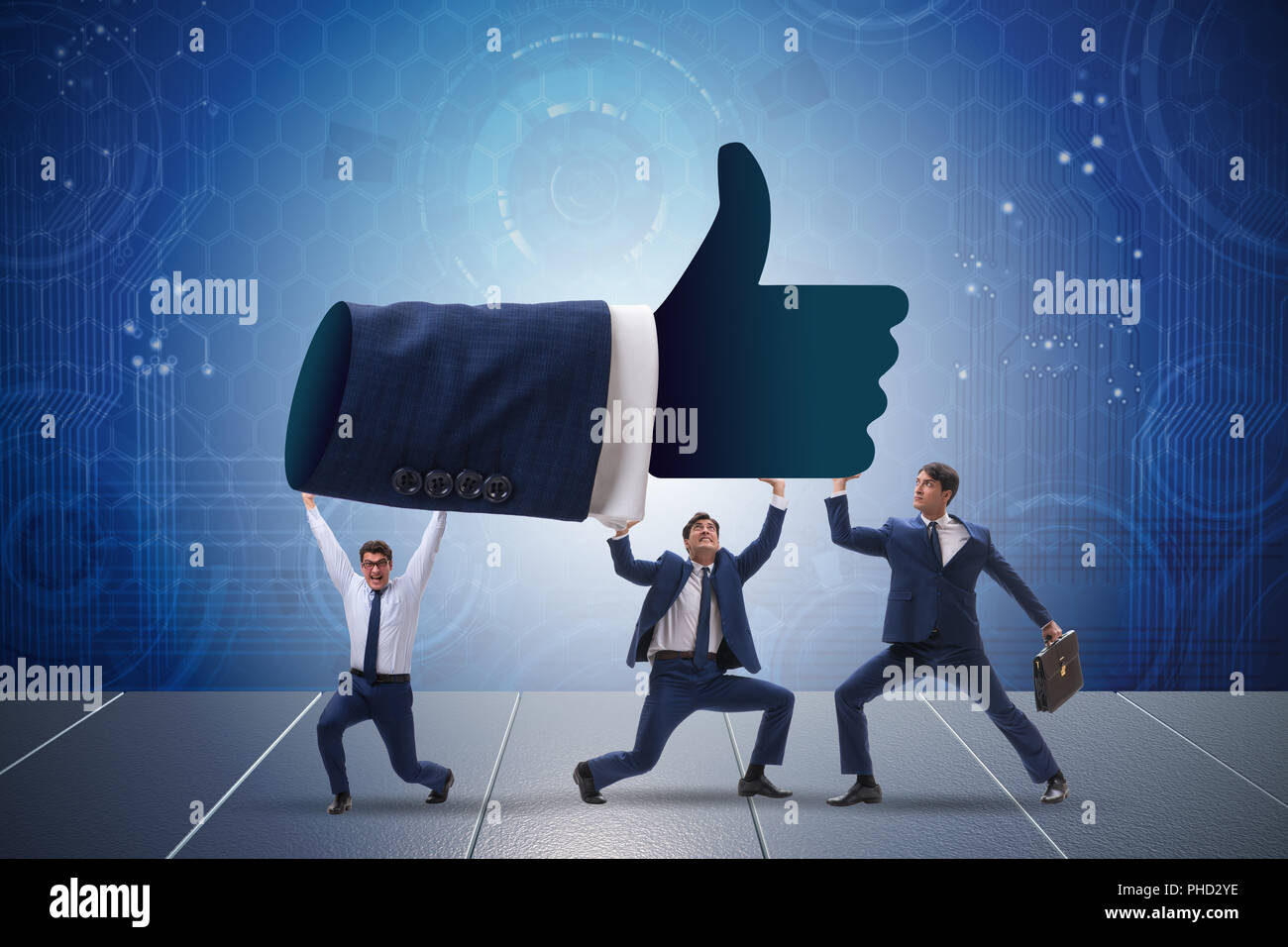 Businessmen supporting thumbs up gesture Stock Photo - Alamy