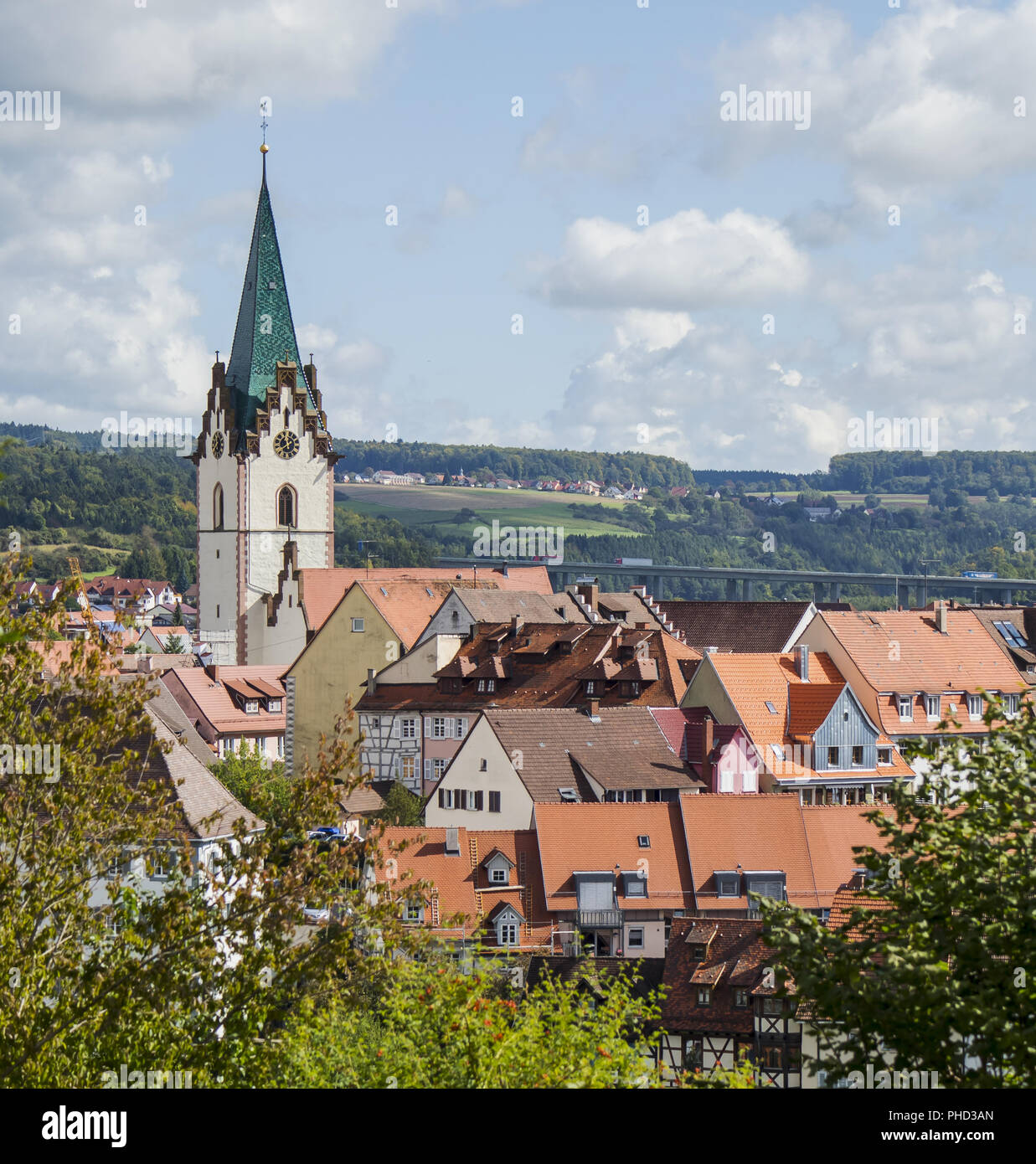 Old town Engen with city church Mariä Himmelfahrt Stock Photo - Alamy