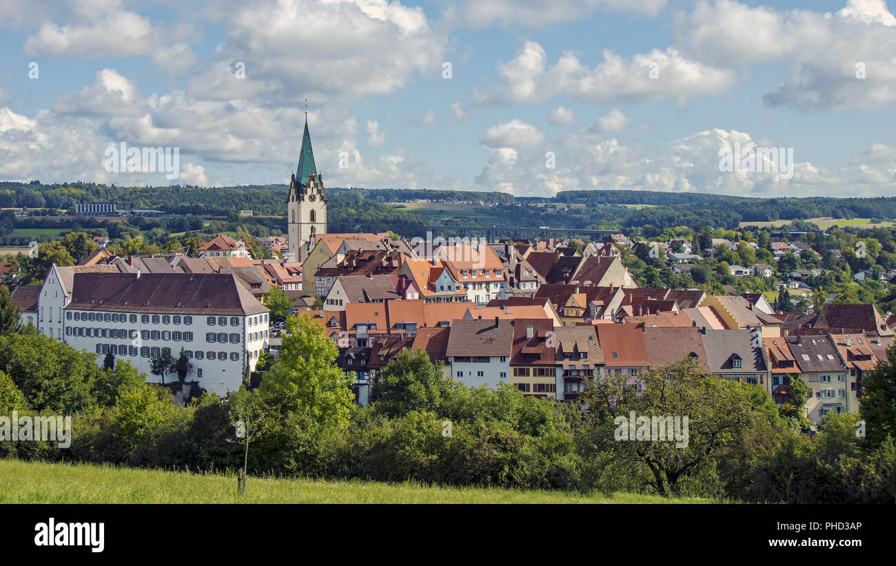 Old town Engen with city church Mariä Himmelfahrt Stock Photo - Alamy