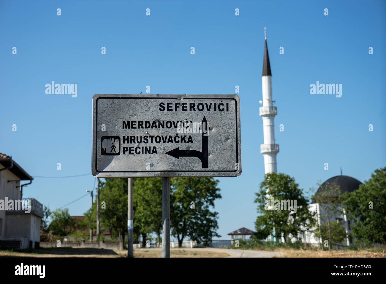 Street Sign with Mosque, Bosnia Stock Photo - Alamy