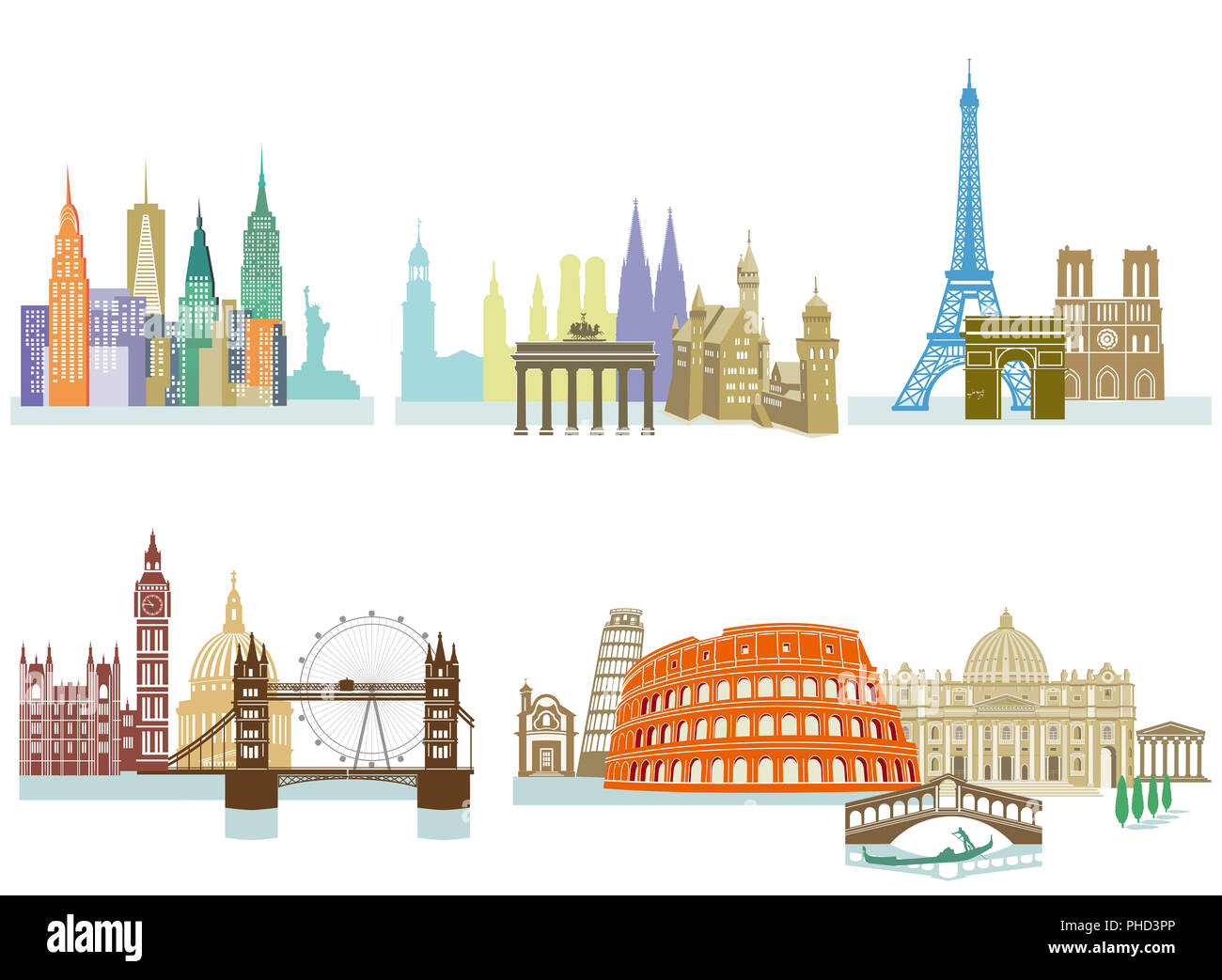 Travel Landmark Monuments llustration Stock Photo - Alamy