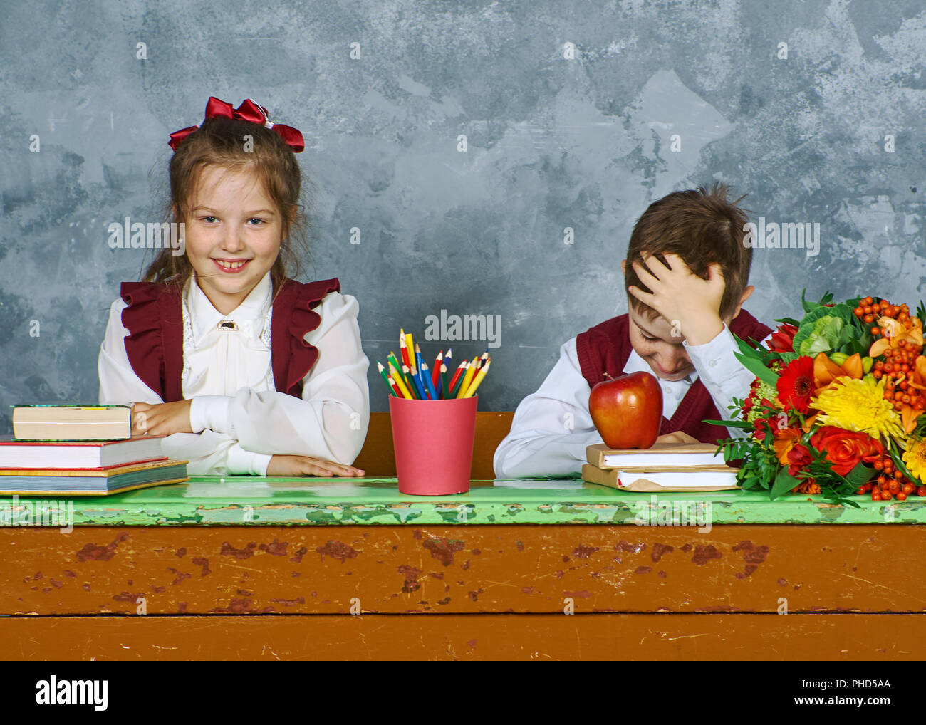 Elementary emotional school kids Stock Photo - Alamy